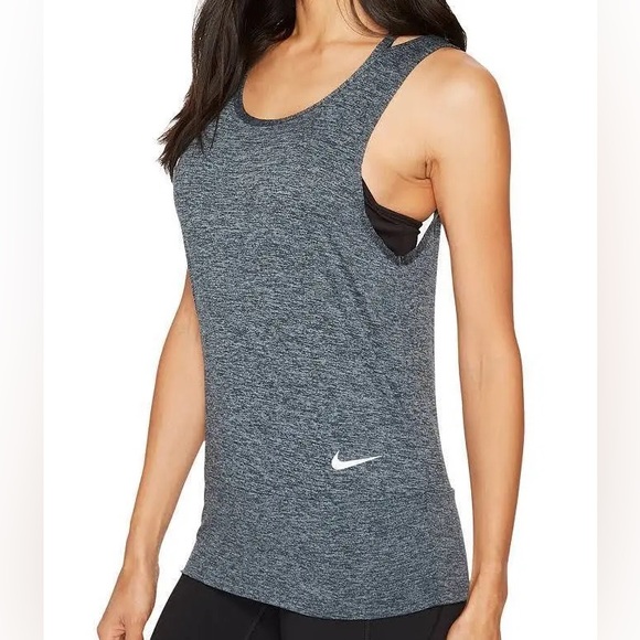 Nike | Tops | Nike Womens Studio Cutout Drifit Blackgrey Training Tank ...